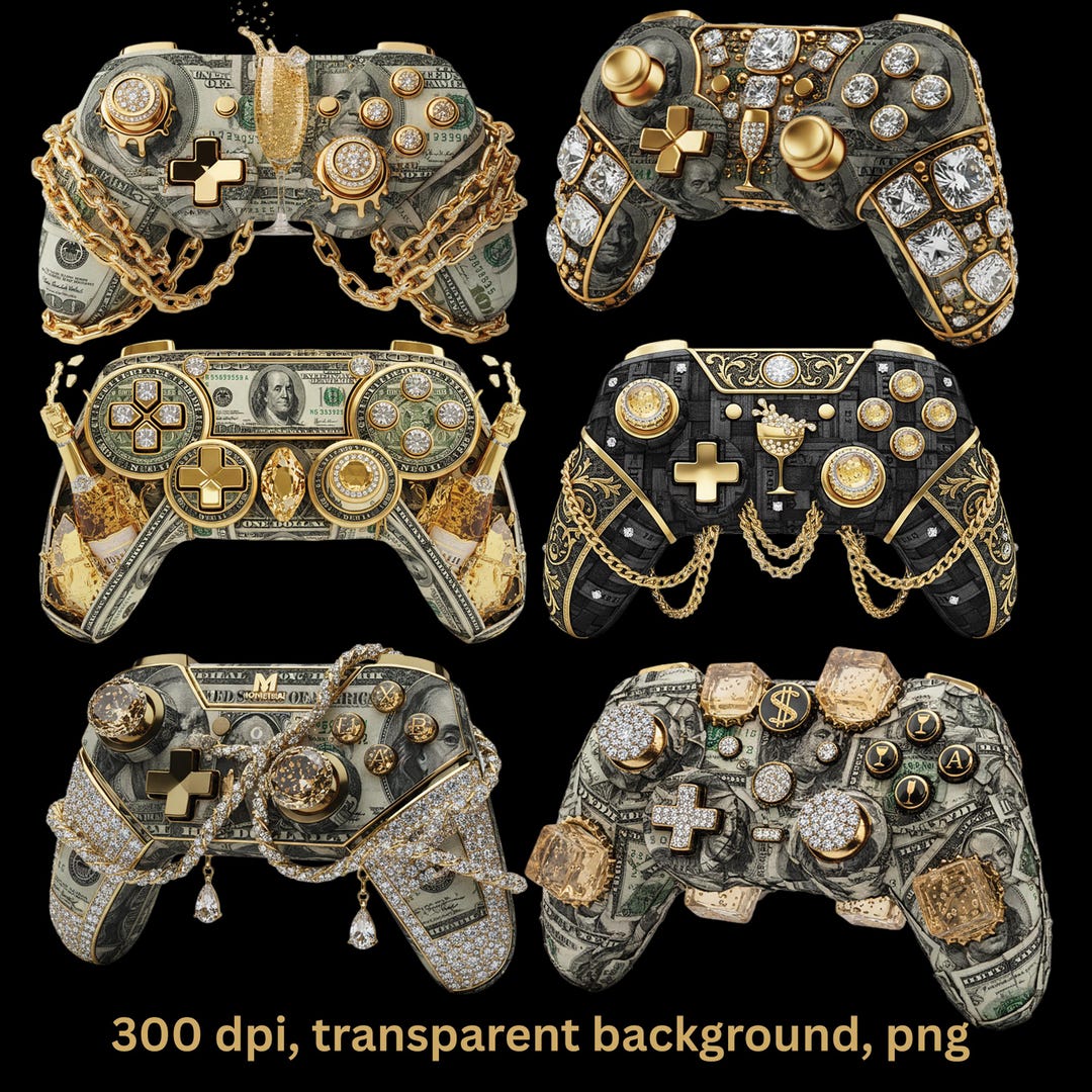 Luxury Game Controller PNG Images, Champagne, Diamond, Dollar Design ...