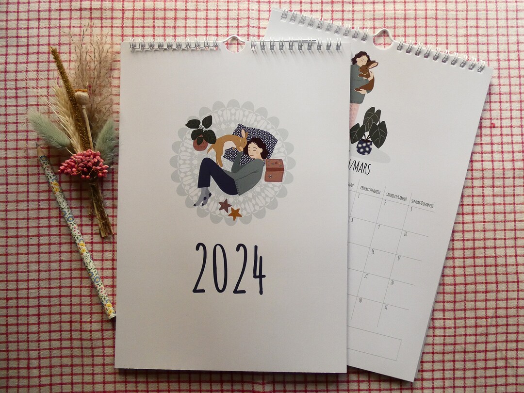 2024 Calendar. House Rabbit Calendar. Perfect Christmas Ou Birthday ...