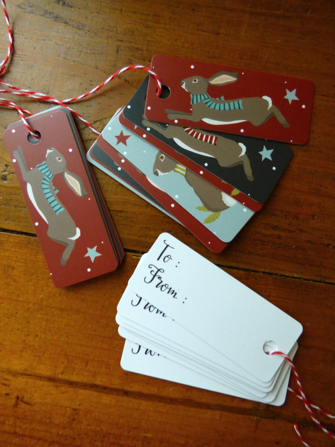 Set of 8 Christmas Bunny Gift Tags - Etsy