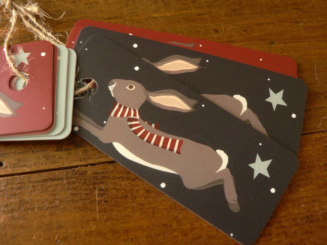 Set of 8 Christmas bunny Gift Tags | Etsy