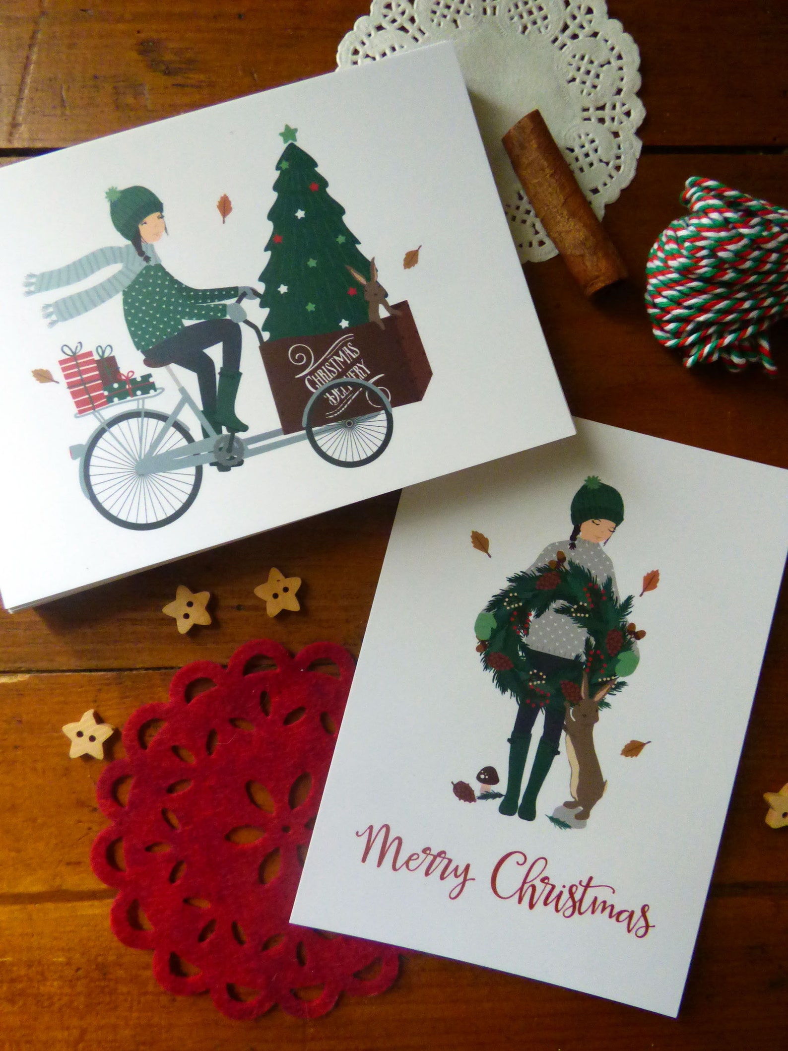 Merry Christmas Postcards. Set of 2 Festive Postcards. Perfect - Etsy