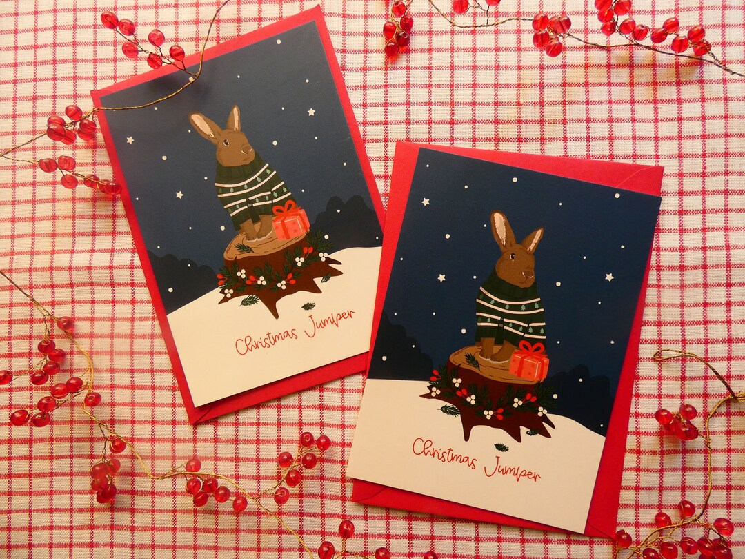 Set of 2 "christmas Jumper" Postcards. Perfect for Rabbit Lovers ...