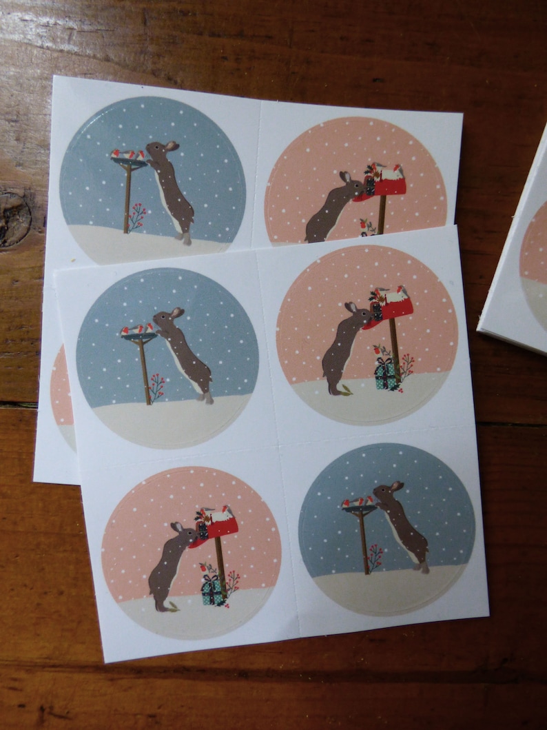 Set of 8 Christmas Bunny Stickers - Etsy
