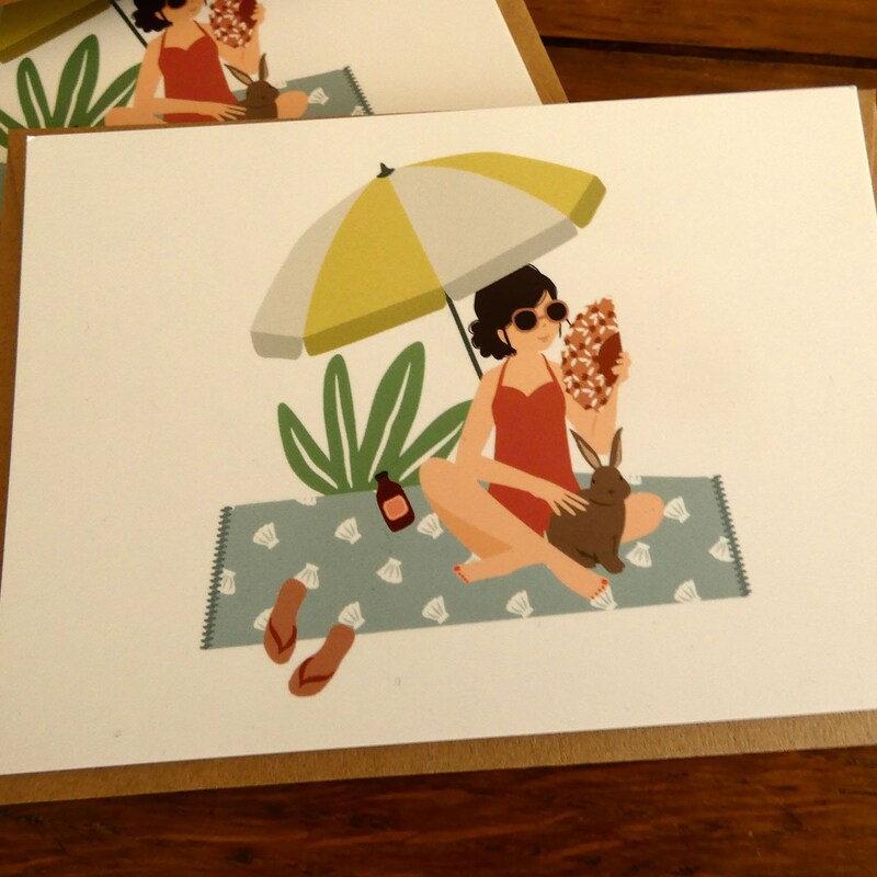Rabbit Postcard - Etsy