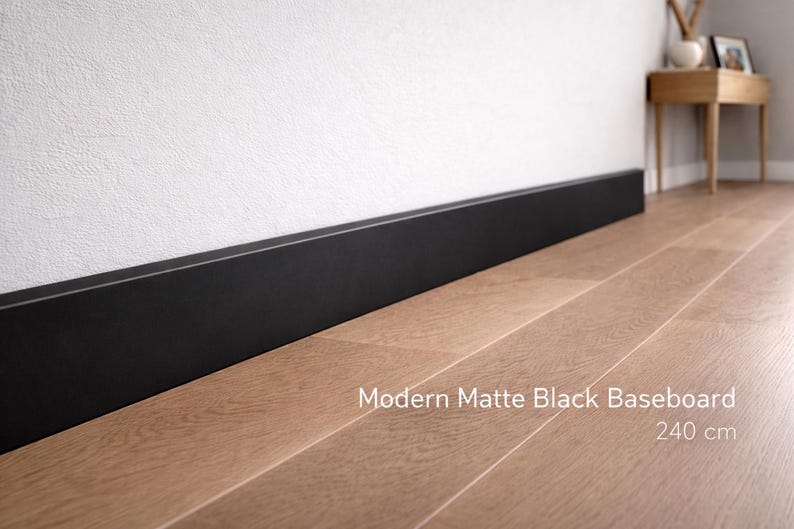 Modern Matte Black Baseboard – Lacquer Skirting Board | Minimal Trim ...