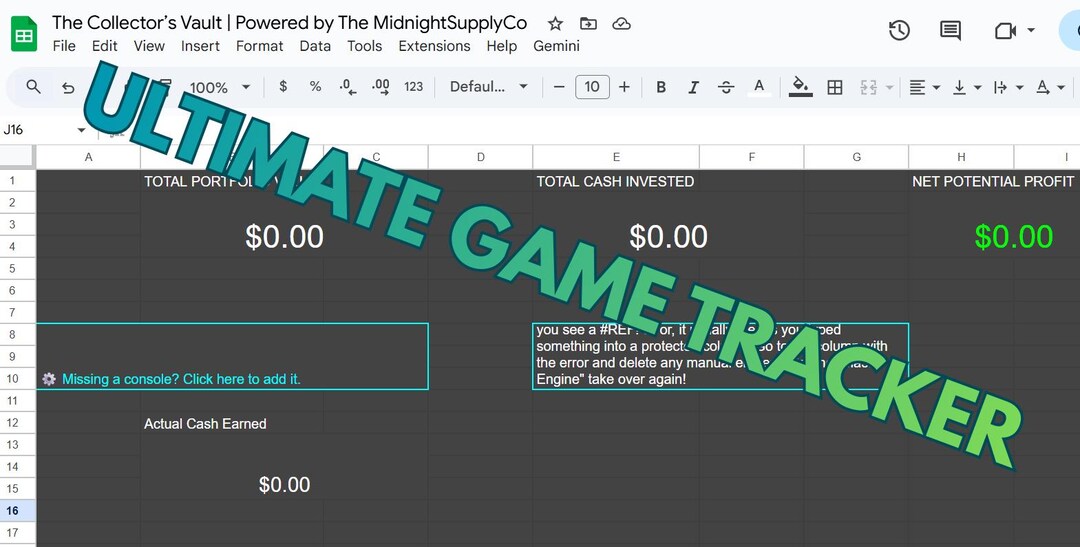 The Collector’s Vault: Video Game Tracker & Profit Calculator | Google ...