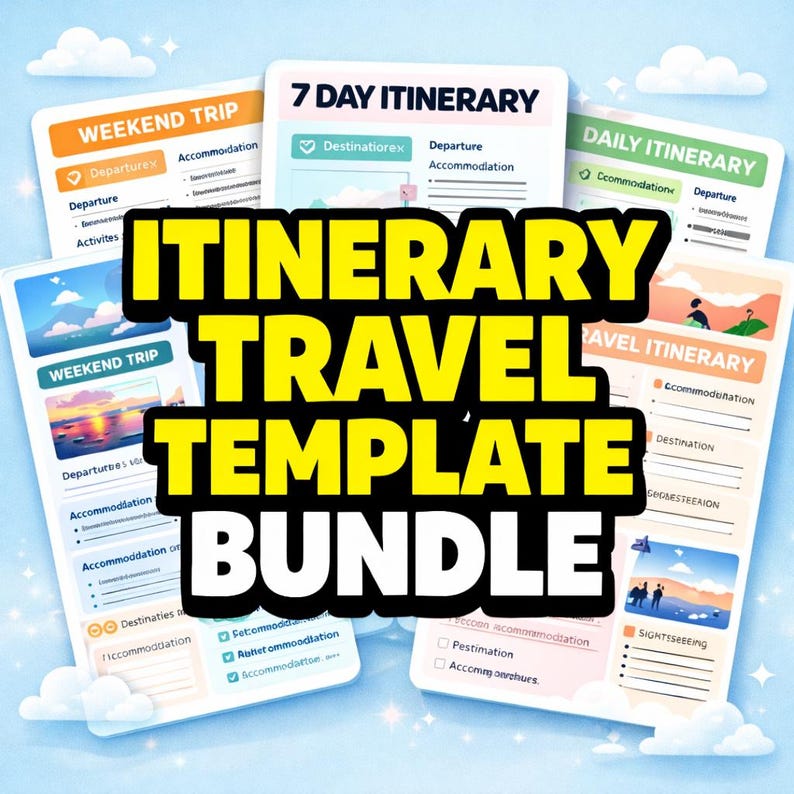 Editable Travel Itinerary Template Bundle (word, Excel, PDF) - Etsy