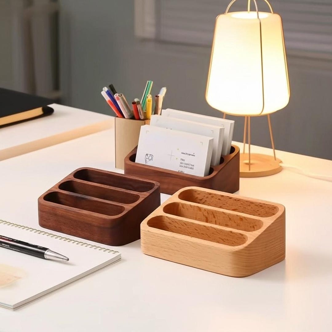 Wooden Card Holder Desk Organizer Business Card Display Stand Office ...