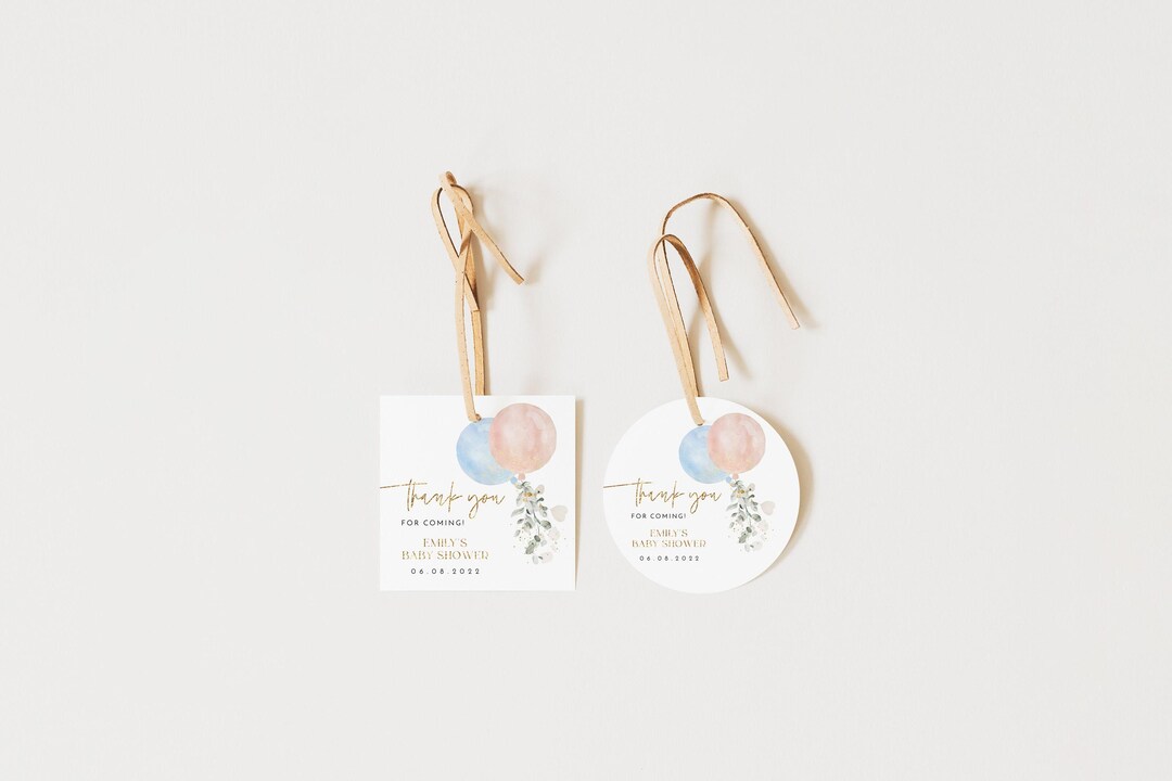 Twins Gift Tag Template, Balloons Shower Gift Tags, Editable Template ...