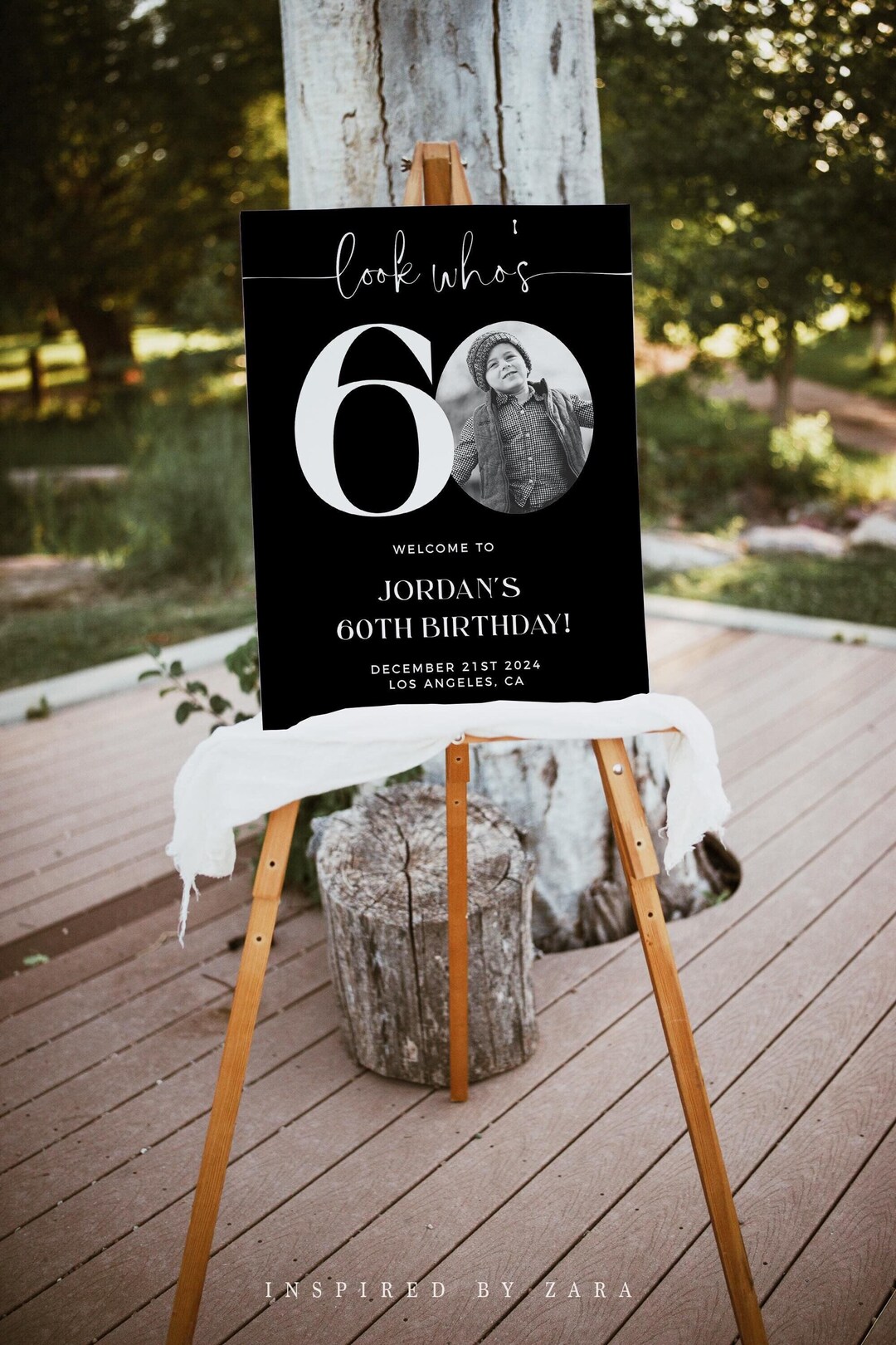 Black 60th Birthday Welcome Sign, Male 60th Birthday Welcome Printable ...