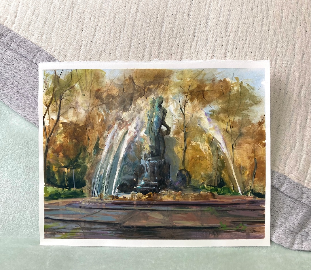 Grand Army Plaza Fountain, Original Watercolor Painting - Etsy