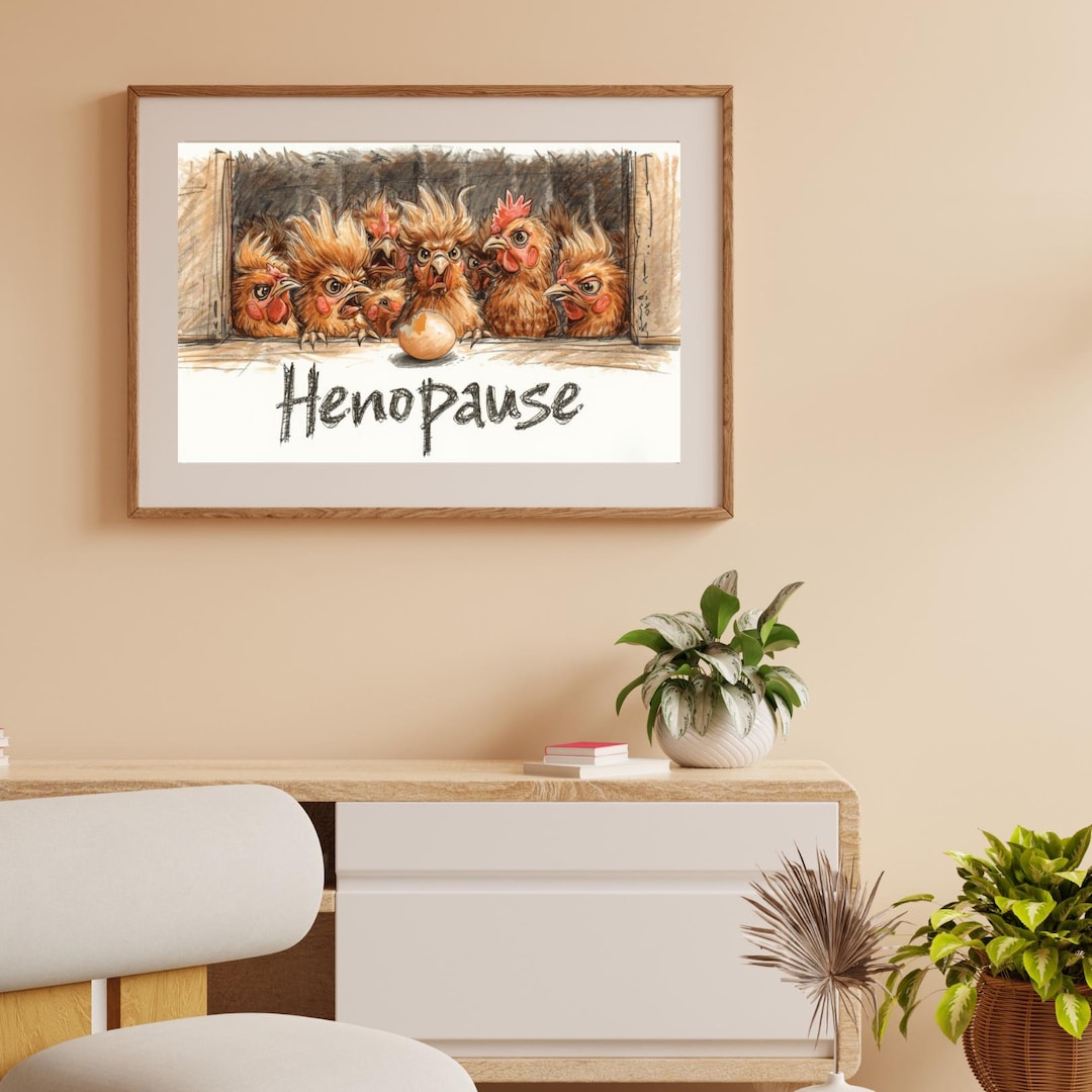 Henopause Funny Chicken Art Print | Farmhouse Kitchen Decor - Etsy