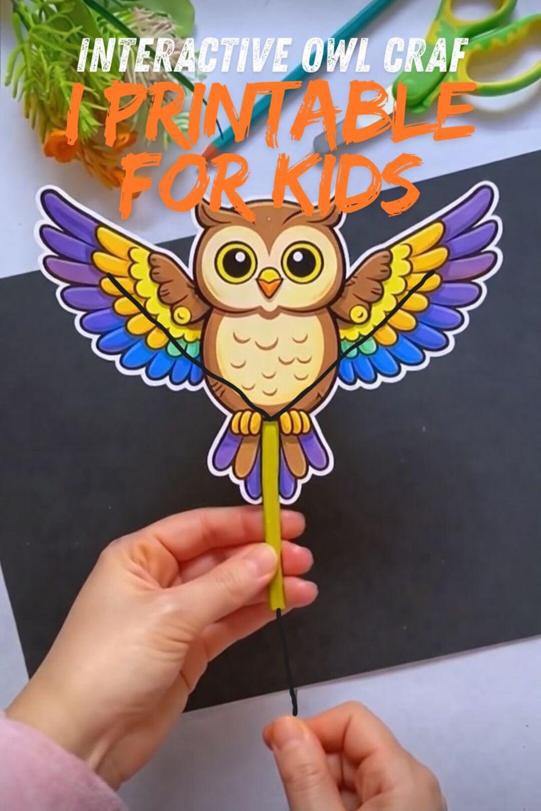 Printable Flapping Owl Craft – Moving Wings Paper Puppet (PDF Template ...