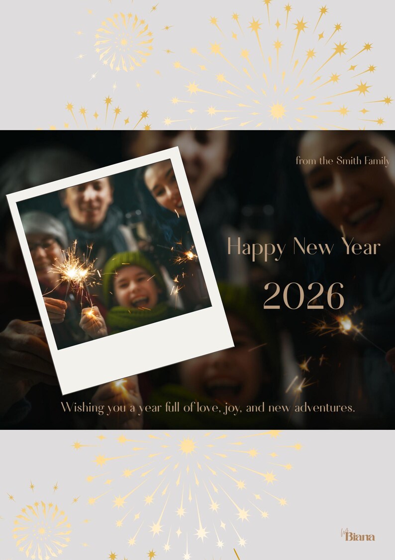Editable New Year Card Template - Etsy