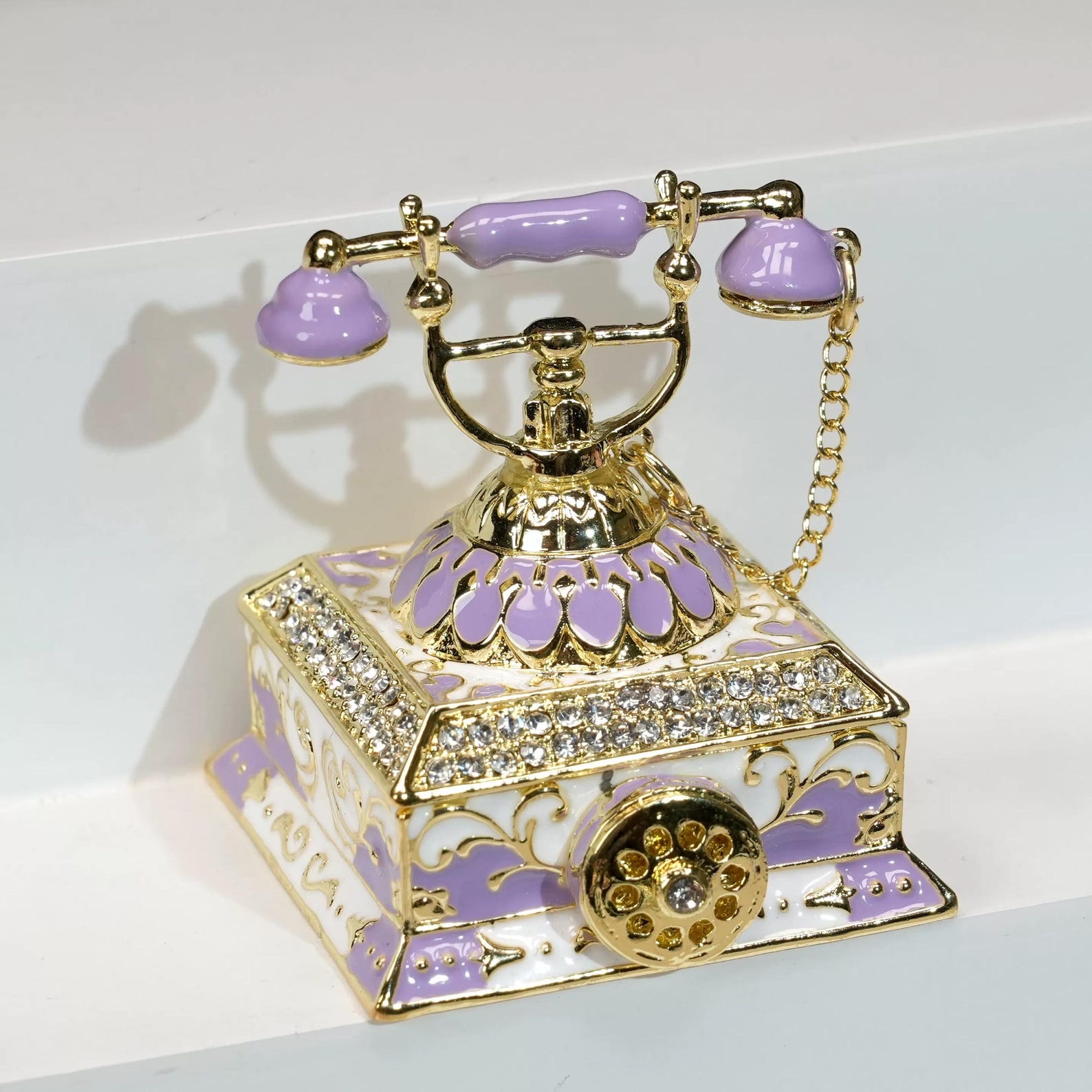 Vintage Telephone Jewelry Box – Rhinestone Ring Storage, Dollhouse ...