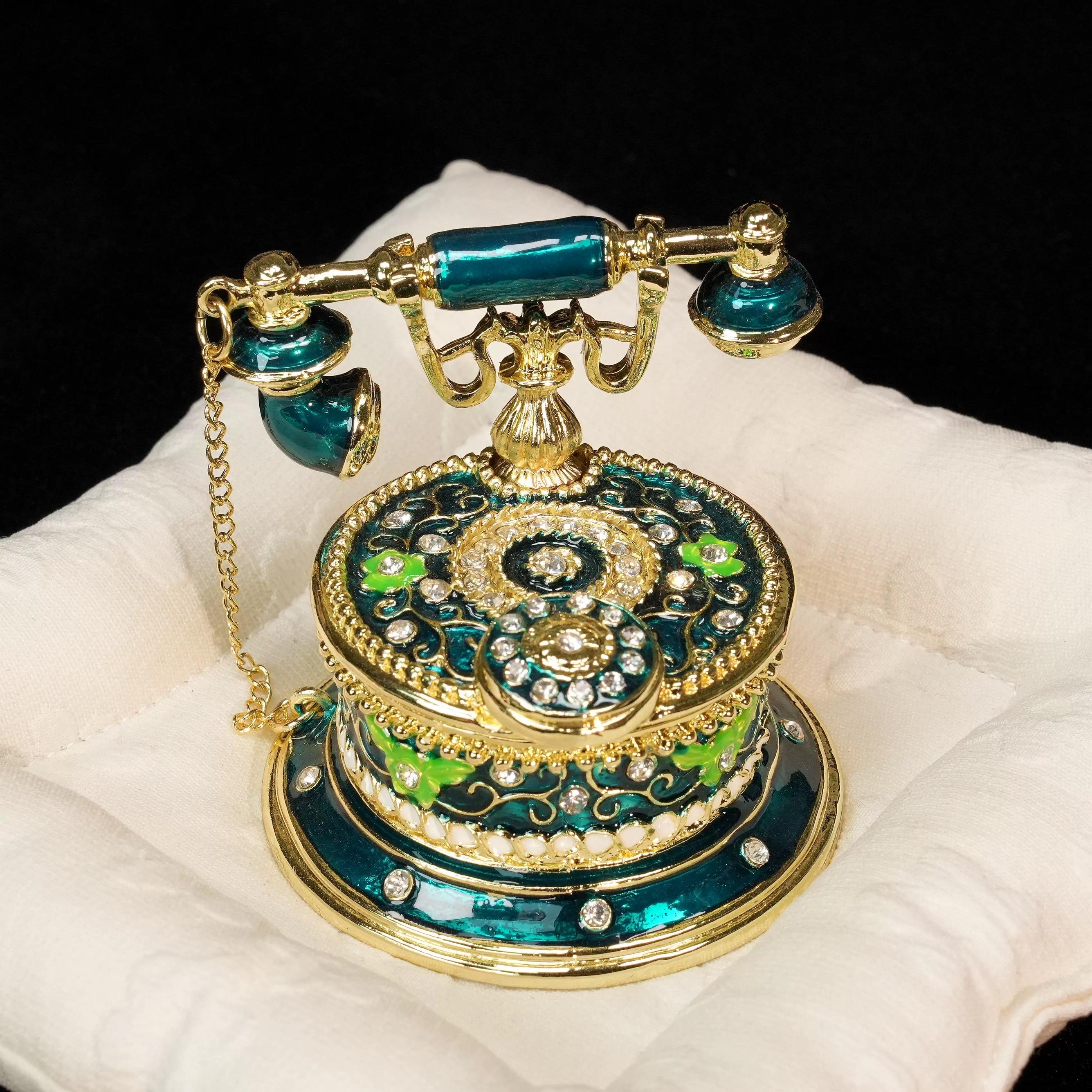 Vintage Telephone Jewelry Box – Rhinestone Ring Storage, Dollhouse ...