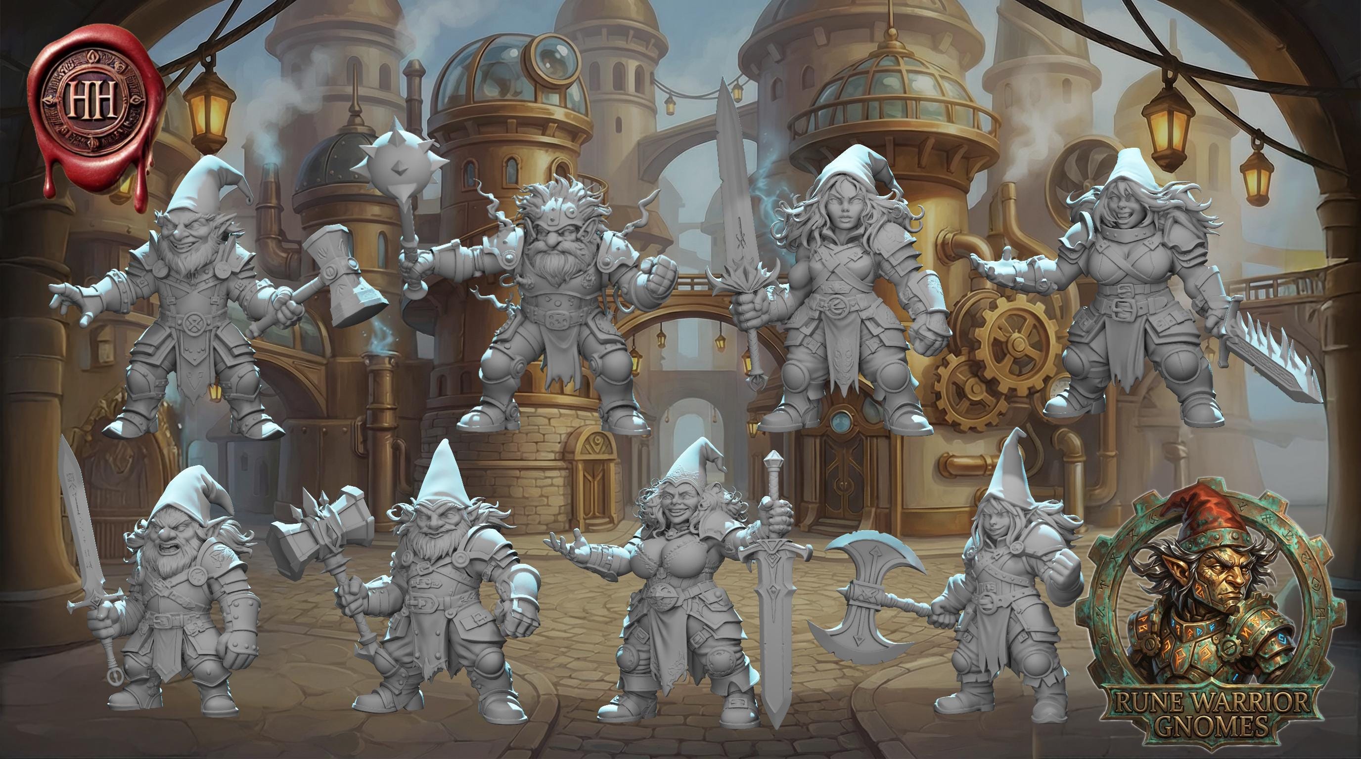 Rune Warrior Gnomes 28-32mm Scale 3D Printing Miniatures, for Display ...