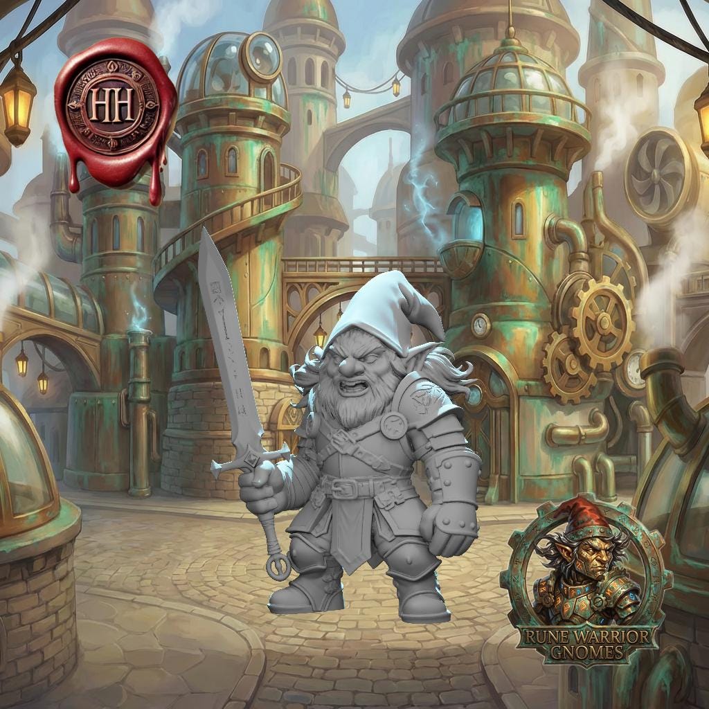 Rune Warrior Gnomes 28-32mm Scale 3D Printing Miniatures, for Display ...