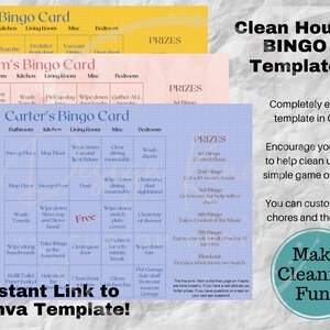 Cleaning BINGO Template Instant Download Motivational for Families - Etsy
