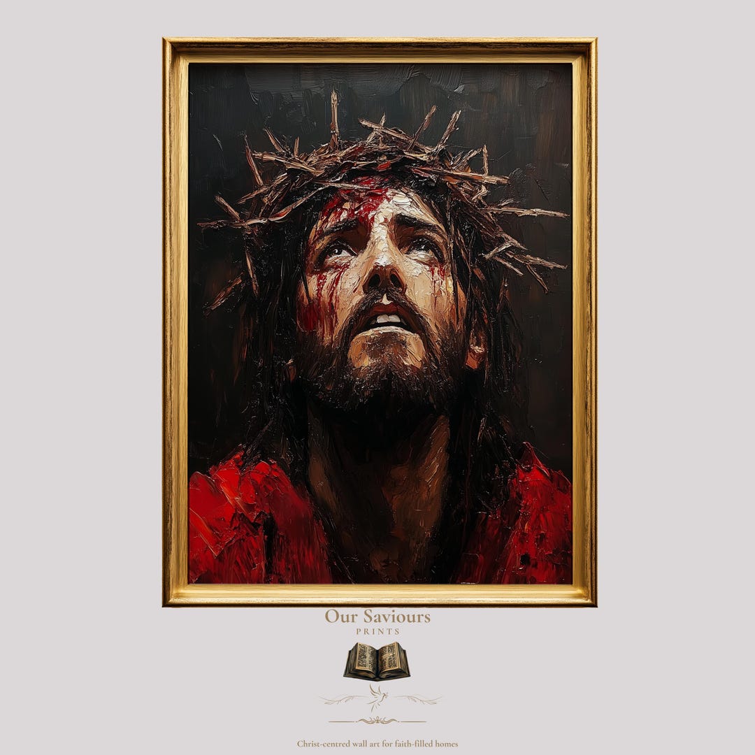 Dramatic Jesus Portrait With Thorn Crown - Somber Passion Art ...