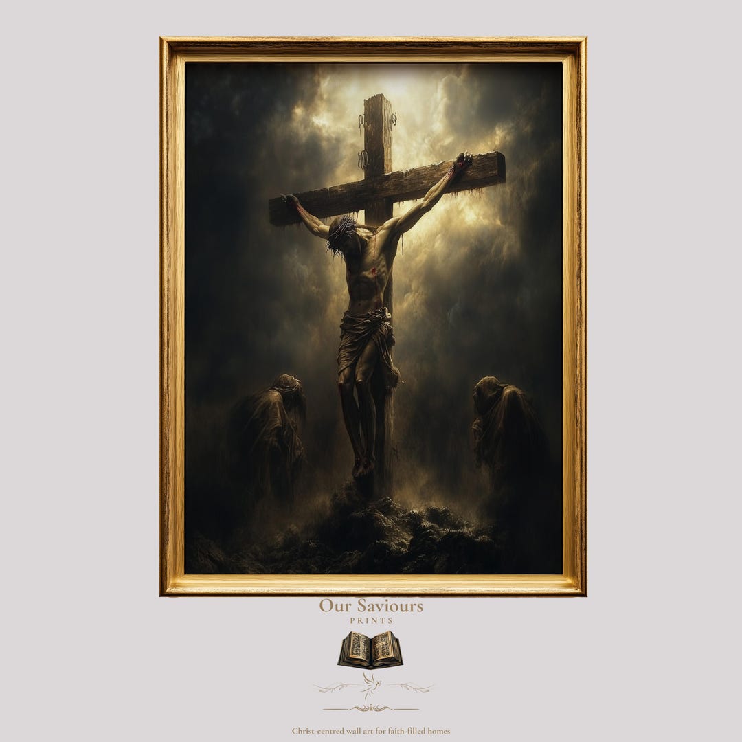 Moody Crucifixion of Jesus Printable - Dark Dramatic Baroque-style ...
