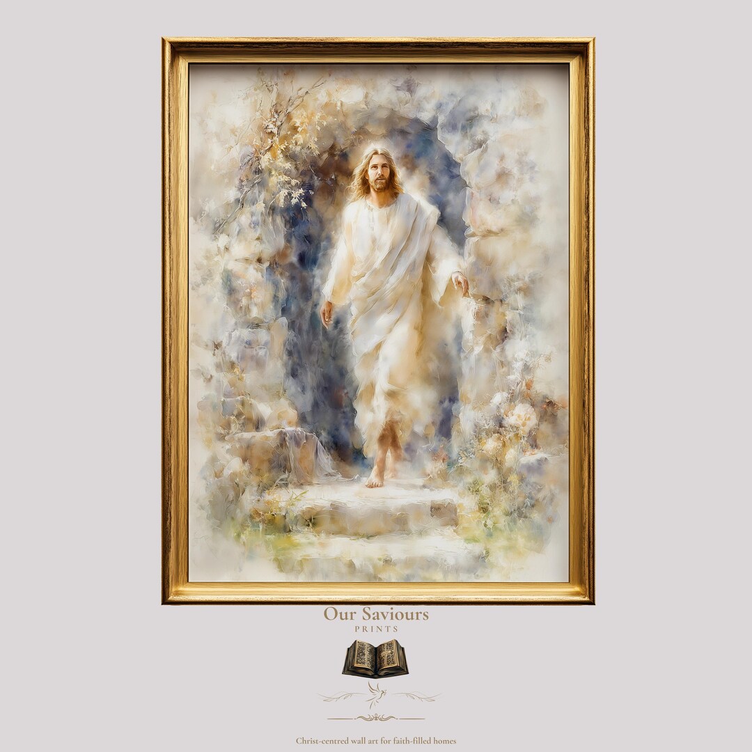 The Resurrection of Jesus in Watercolor - Peaceful Sacred Art, Serene ...