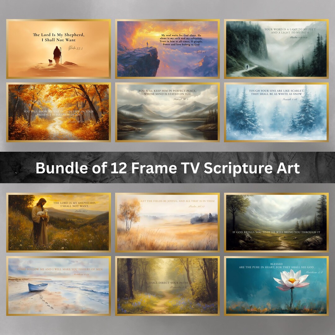 Scripture Frame TV Art Bundle of 12, Peaceful Nature Scenes With ...