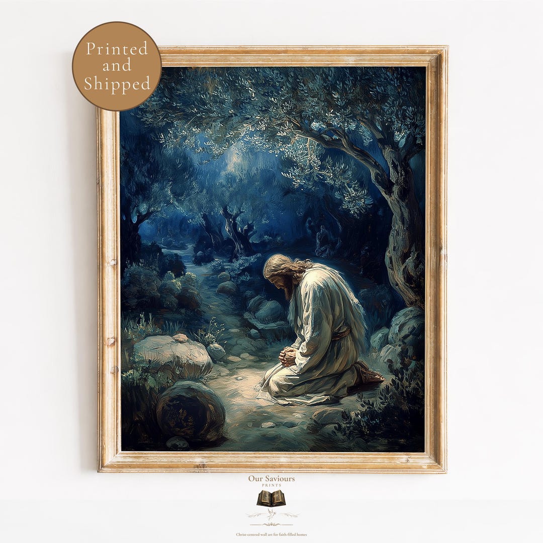Vintage Jesus Prayer in Gethsemane Poster, Religious Fine Art Print 56 ...