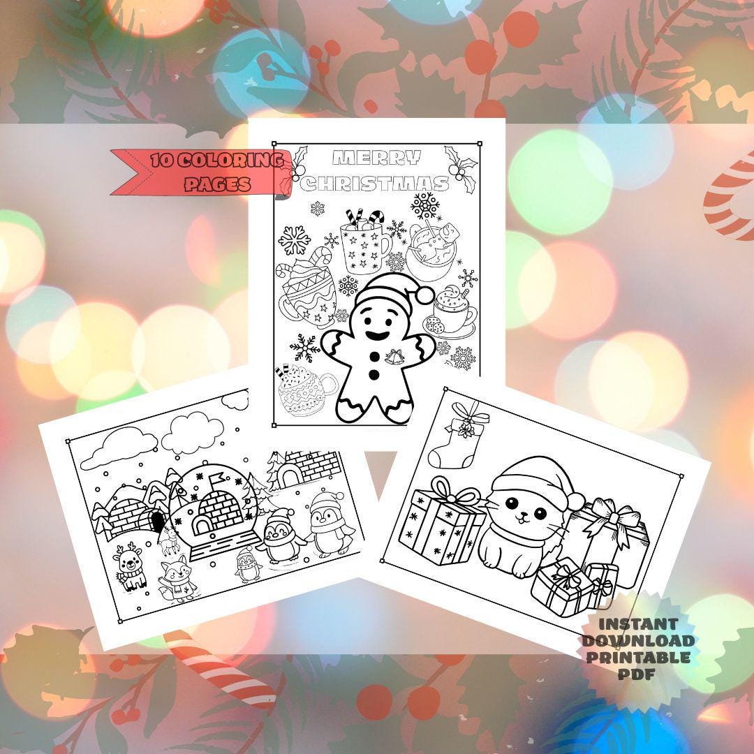 Christmas Coloring Page Bundle - Etsy