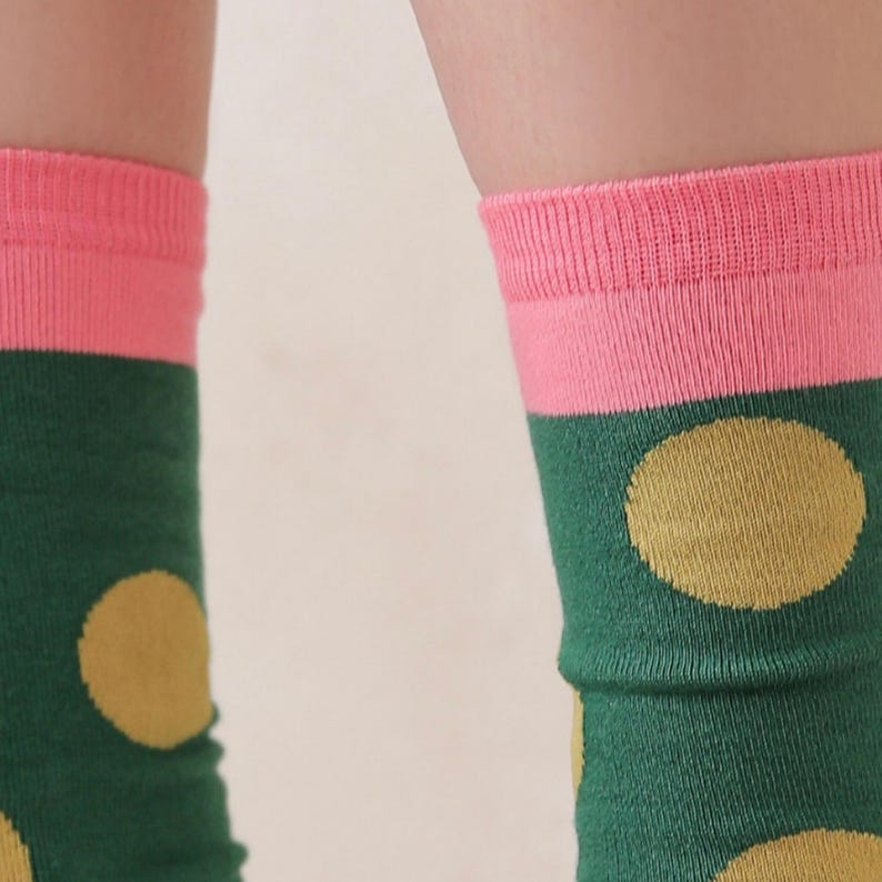 Retro Polka Dot Crew Socks, Bold Colorful Patterned, Korean Socks - Etsy
