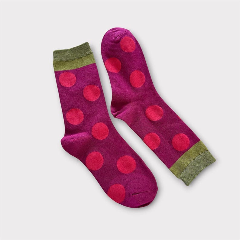 Retro Polka Dot Crew Socks, Bold Colorful Patterned, Korean Socks - Etsy