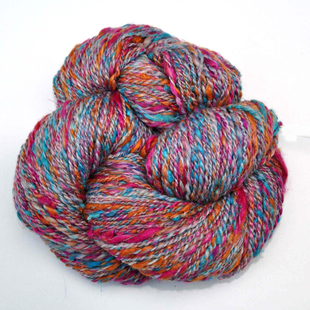 Handspun Yarn, 194 Yards Sari Silk / Cashmere / Merino Wool, Worsted ...