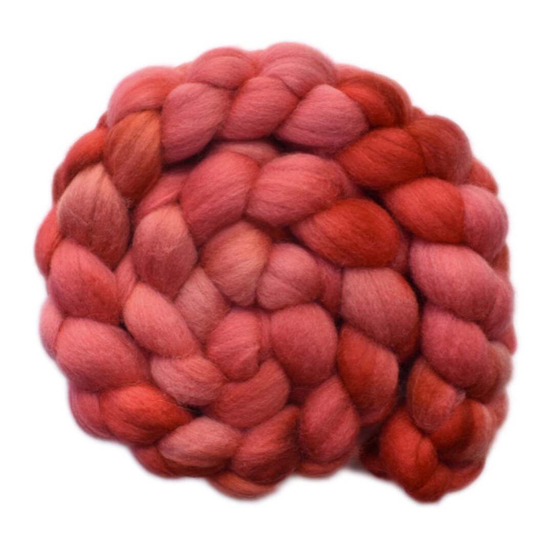 Hand Dyed Roving Polwarth Wool Spinning Fiber, 4.1 Ounces All Heart 2 ...