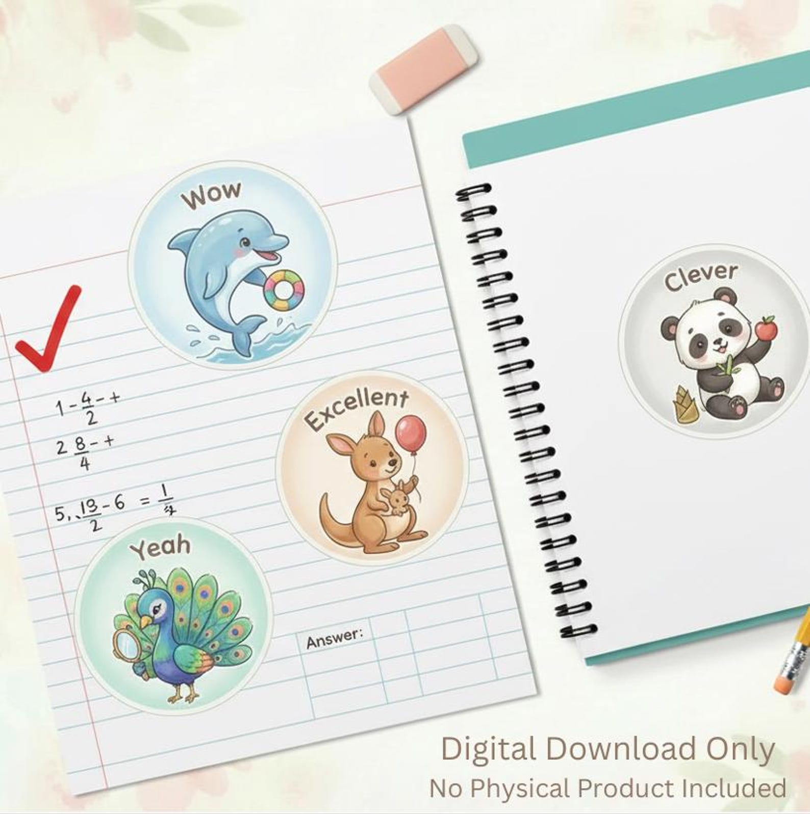 Printable Reward Stickers for Kids Cute Animal Stickers 60 Stickers ...