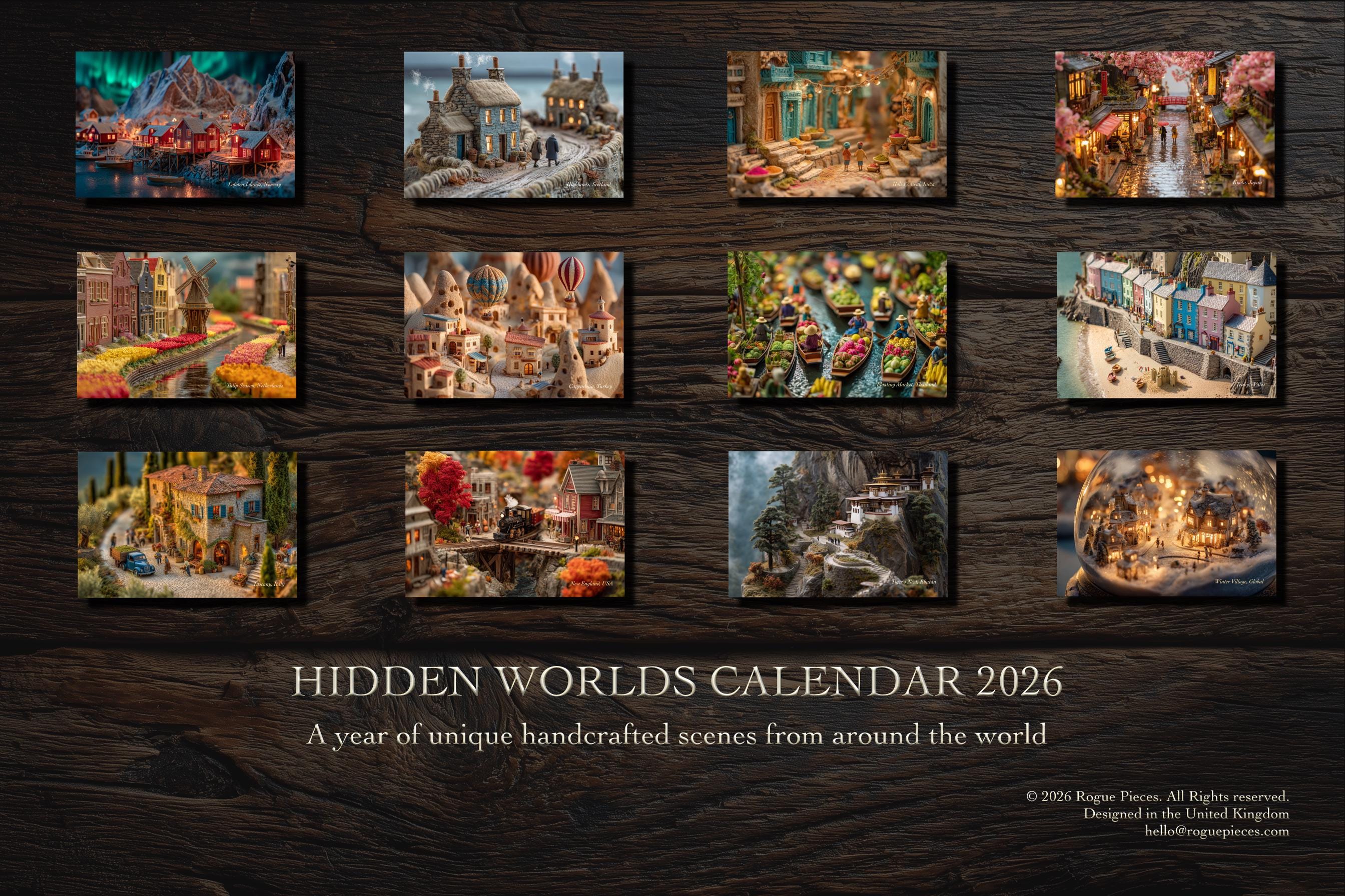 2026 Wall Calendar - Hidden Worlds | Miniature Village Art | A4 ...