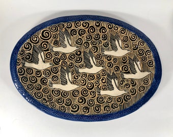 Sgraffito Bird Pottery - Etsy