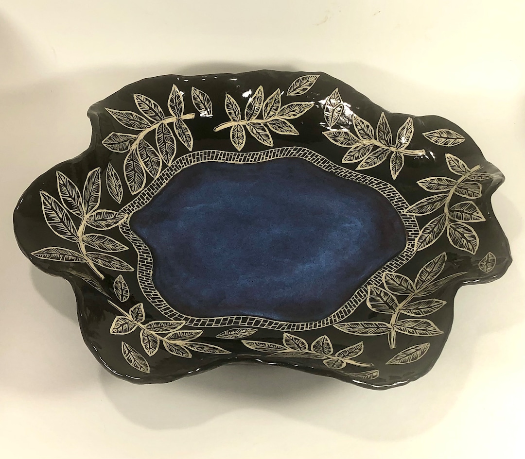 Ceramic Serving Bowl Handmade Pottery Bowl Sgraffito - Etsy