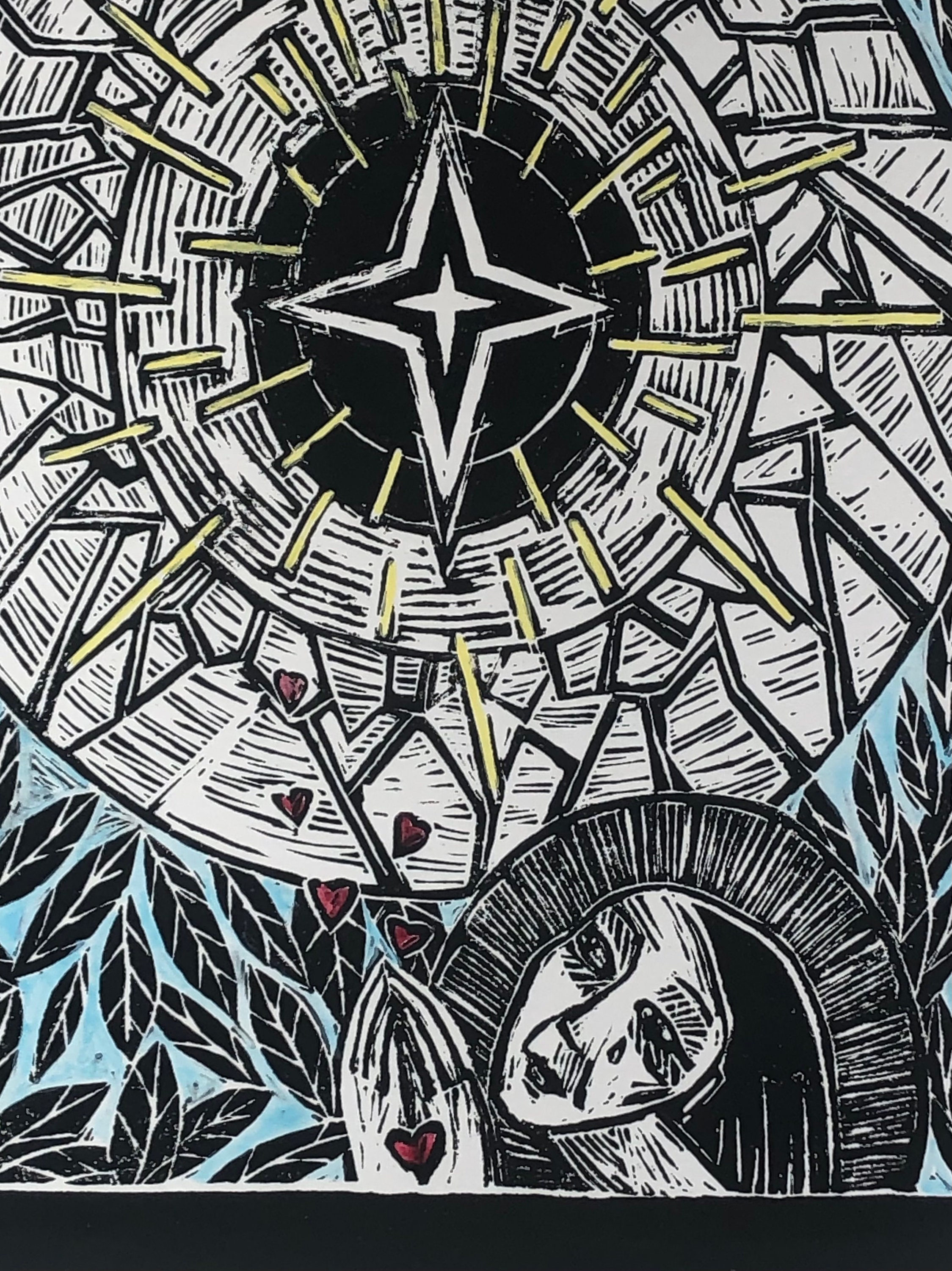 Shooting Star Linoleum Cut Print Wall Art Print - Etsy