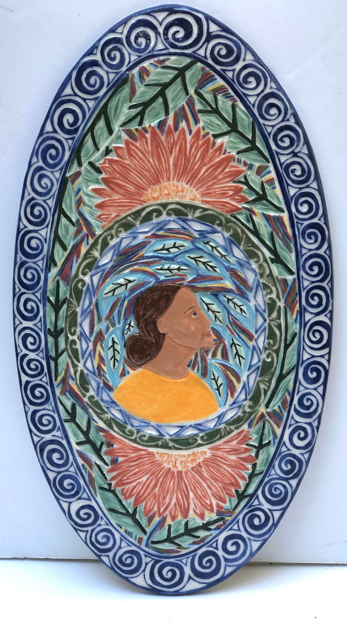 Ceramic Art Tile Sgraffito Pottery Ceramics and Pottery - Etsy