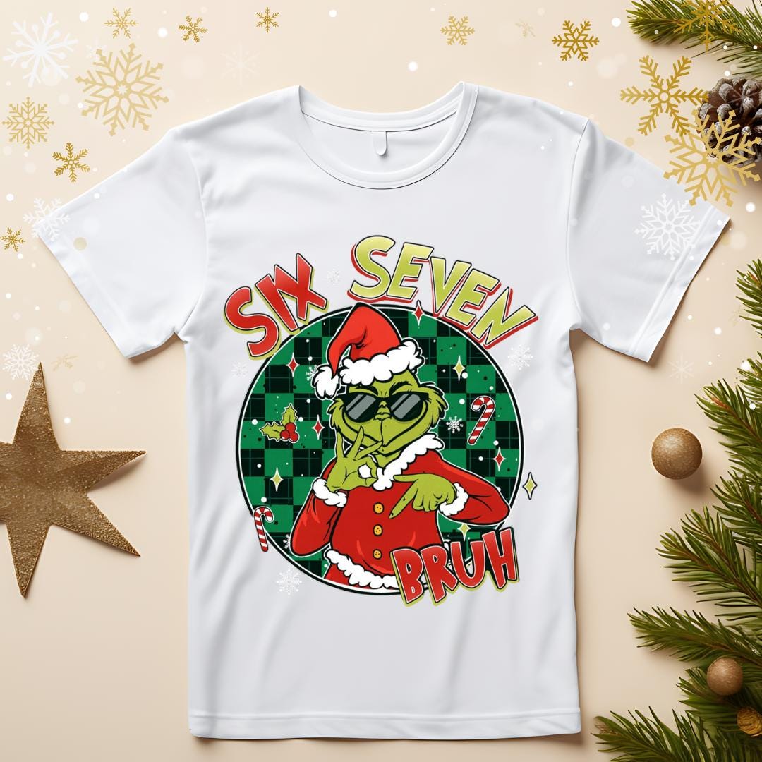 Six Seven Bruh Grinch Christmas SVG PNG – Funny Holiday Design (digital ...