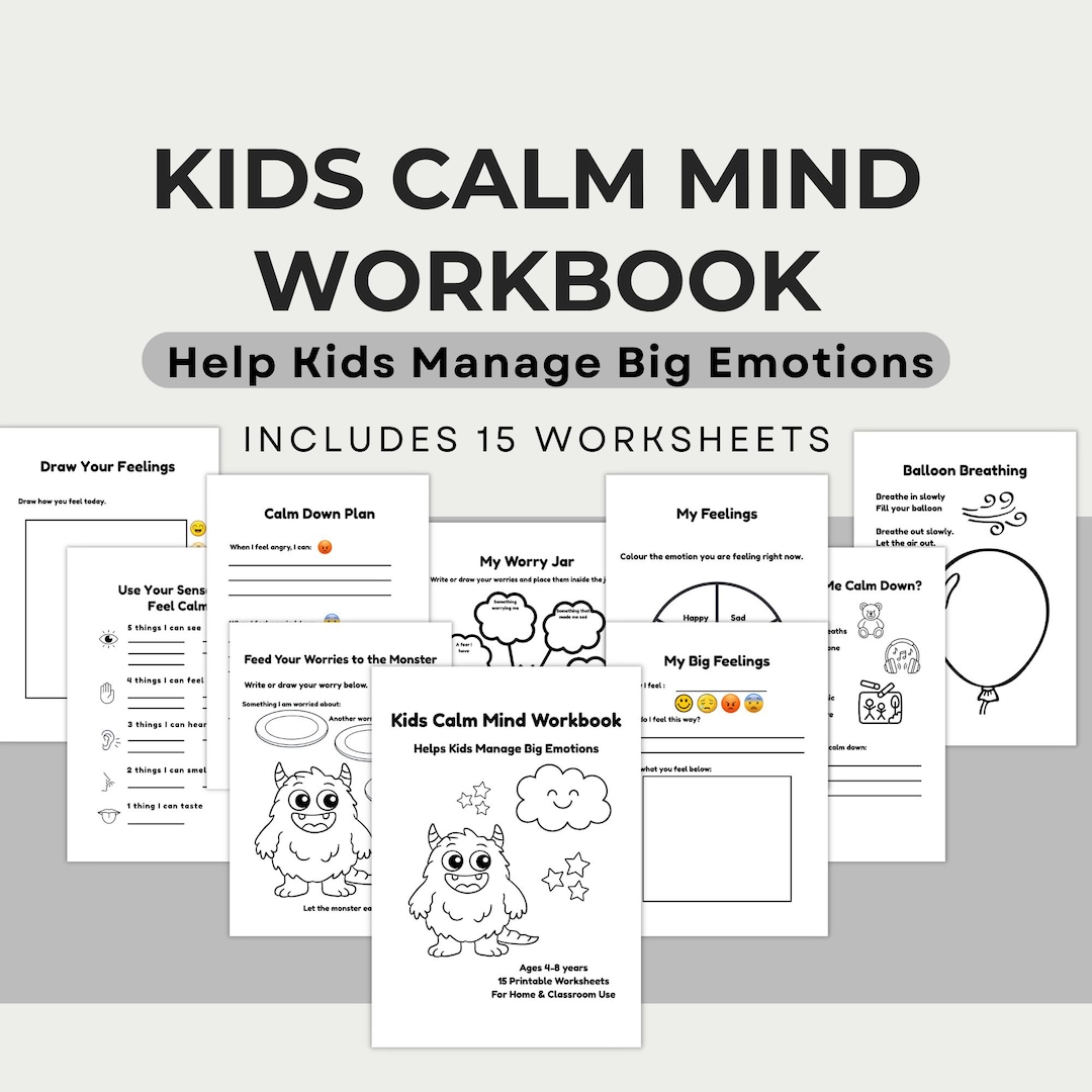 Kids Calm Corner Workbook: 15 Printable Activity for Child's Daily ...