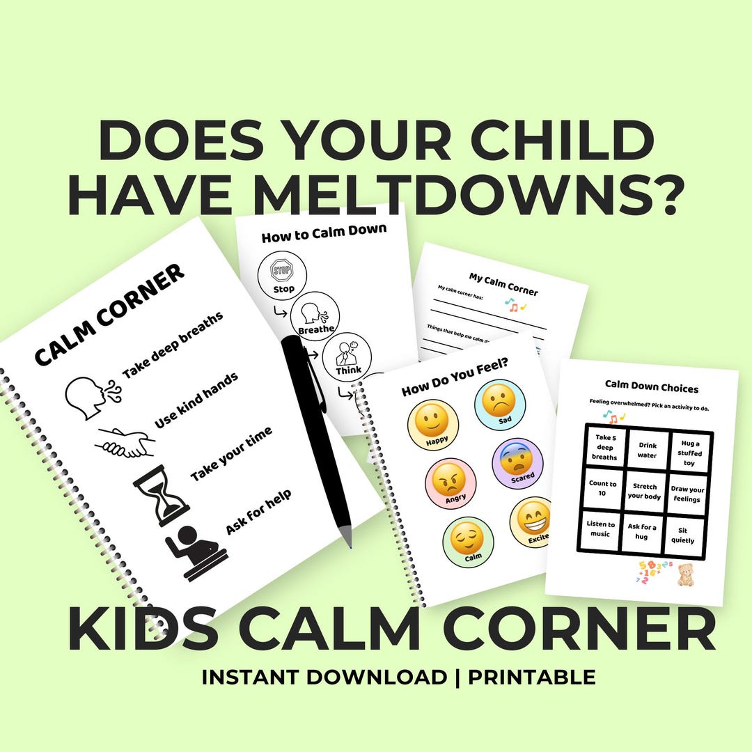 Kids Calm Corner Kit - Printable Calm Down Corner Posters - Montessori ...