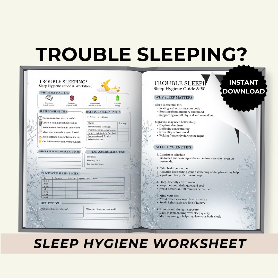 Sleep Hygiene Guide & Worksheet: Sleep Log | Journal to Improve Night ...