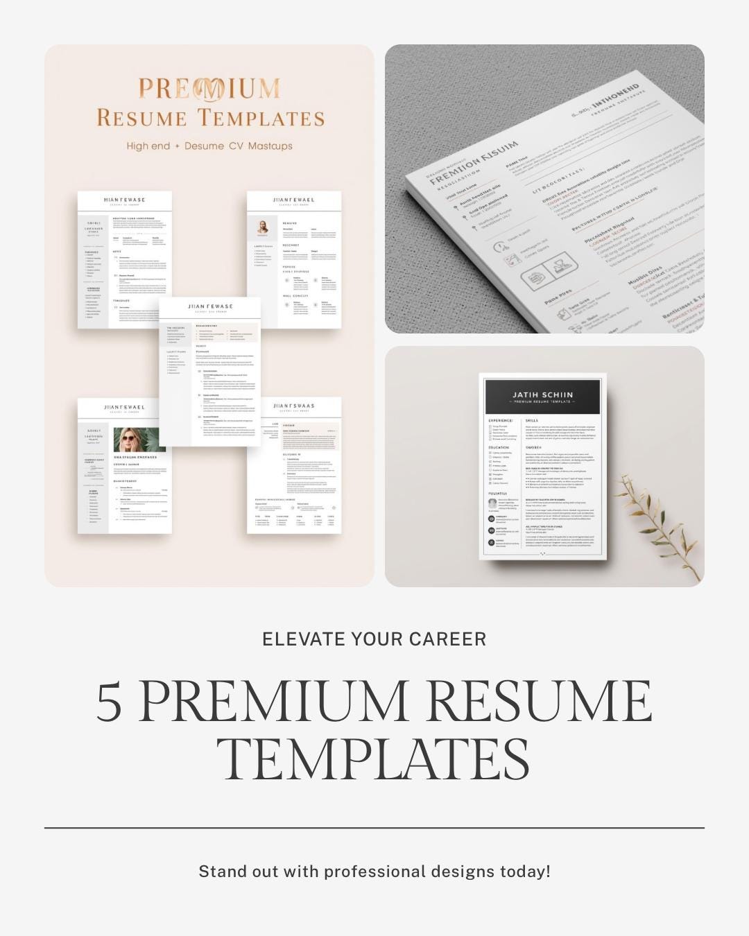 5-in-1 Professional Resume Bundle - Etsy