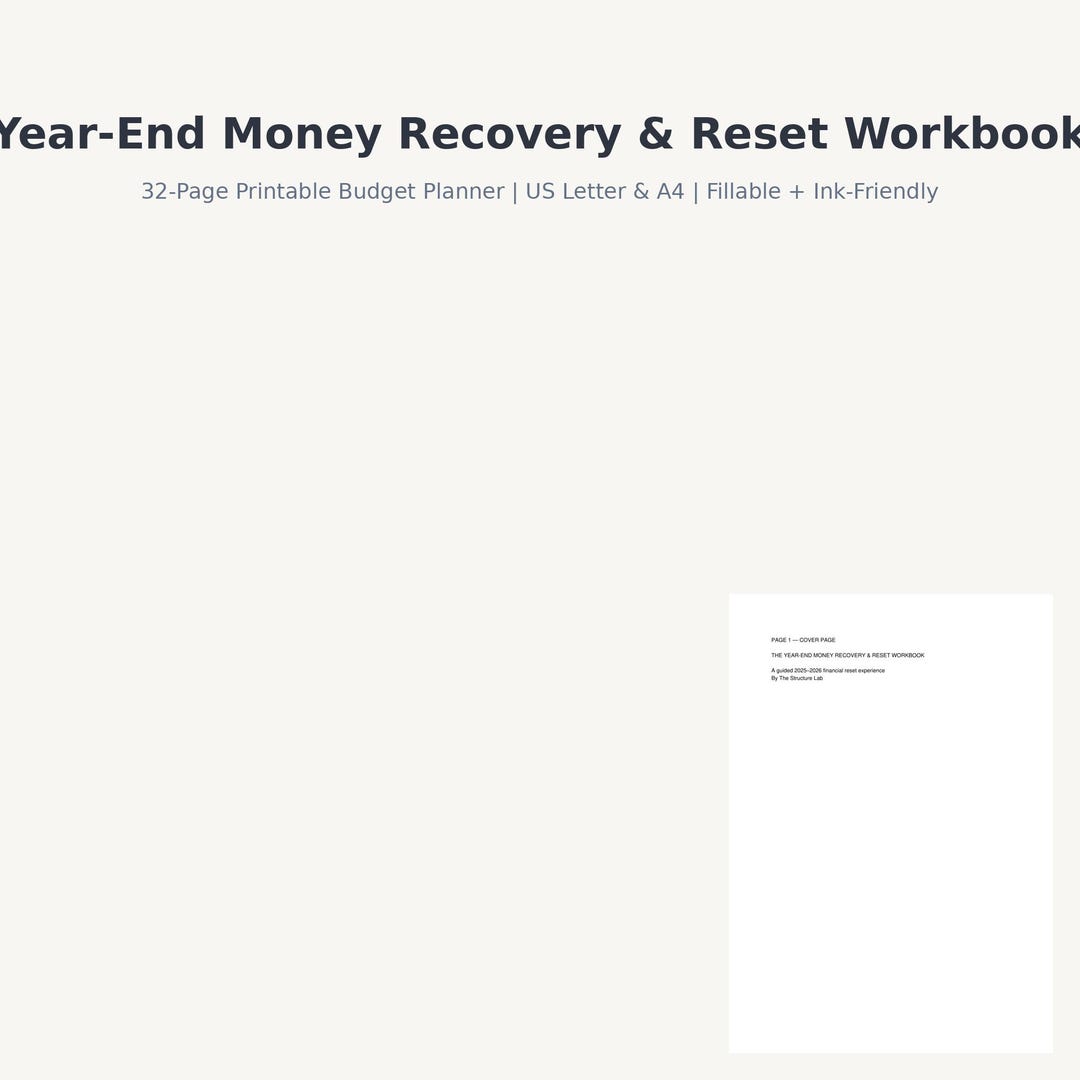 Year-end Money Recovery and Reset Workbook | 32-page Printable Budget ...