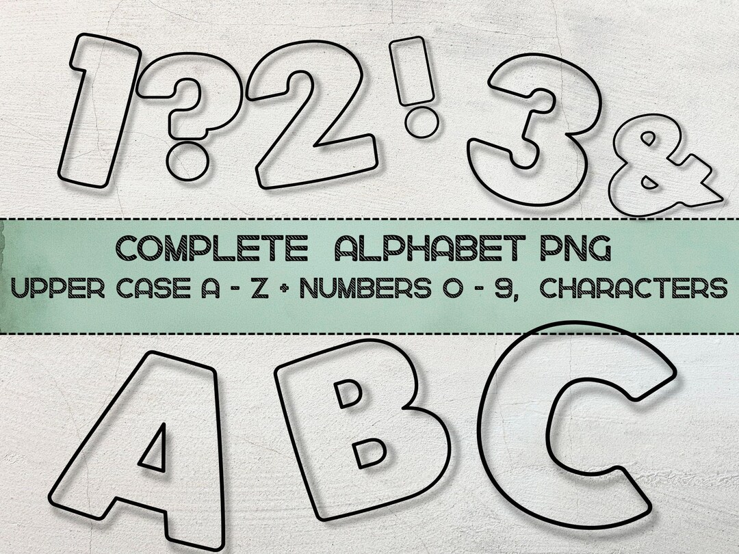 Outline Alphabet Svg Png | Hollow Letters A–Z, Numbers and Symbols ...