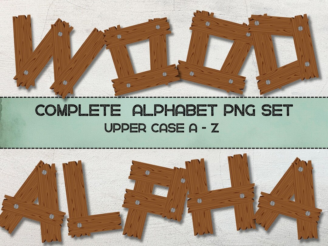Rustic Wooden Alphabet PNG Set – Uppercase A–Z – Wood Plank Letters ...