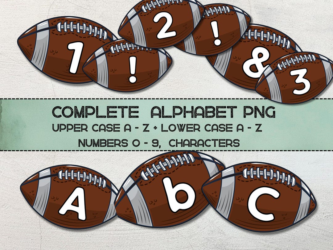 Football Alphabet Png Bundle | Uppercase & Lowercase Letters, Numbers ...