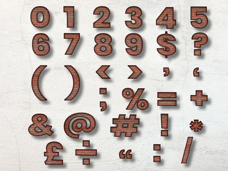 Brick Alphabet PNG Clipart, Uppercase & Lowercase Letters, Numbers 0–9 ...