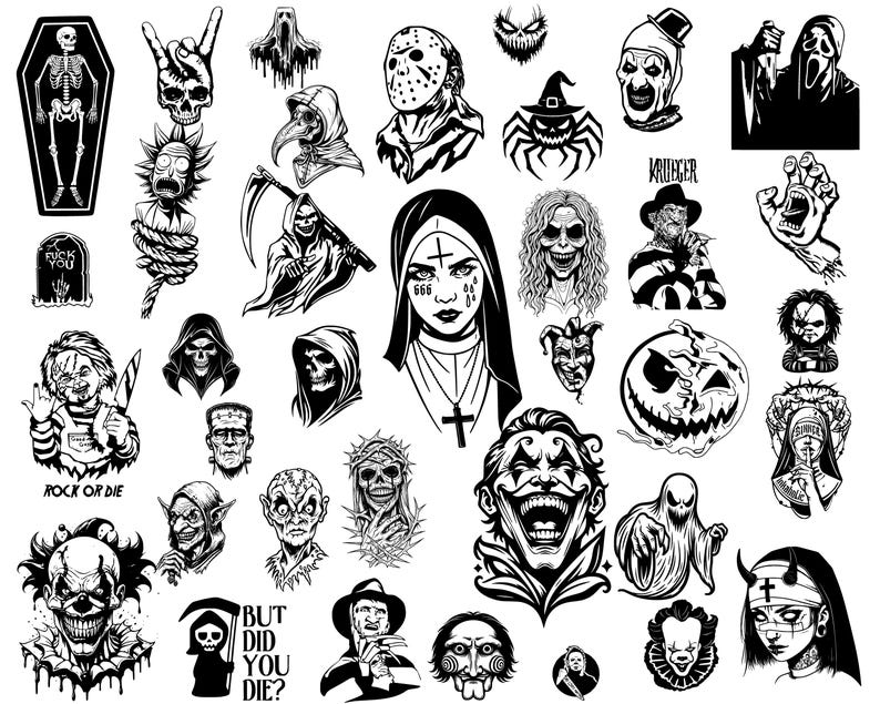 Halloween Horror SVG Mega Bundle | 36 Dark Spooky Designs – Creepy ...